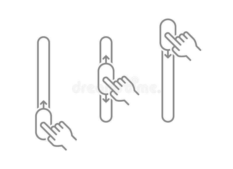 Set of Up and Down Swipe Line Icons. on, Off Toggle Slider Control ...