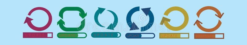 Set of Update Cartoon Icon Design Template with Various Models. Vector ...