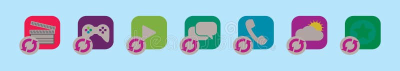 Set of Update Cartoon Icon Design Template with Various Models. Vector ...