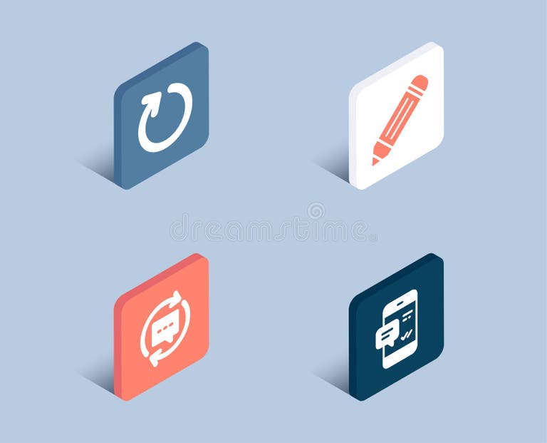 Update Comments, Loop and Pencil Icons. Smartphone Notification Sign ...