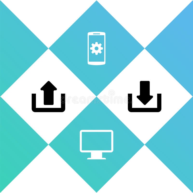 Set Upload, Computer Monitor Screen, Setting Smartphone and Download ...