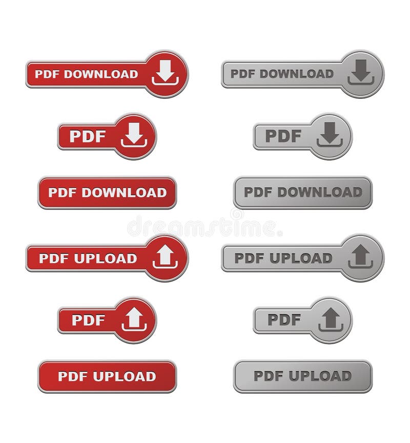 Set of Upload and Download PDF Button with Hover S Stock Illustration ...
