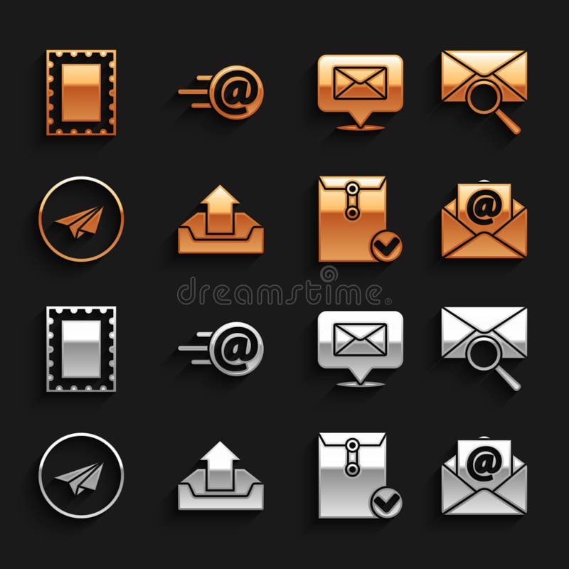 Set Upload Inbox, Envelope with Magnifying Glass, Mail and E-mail ... Set Upload Inbox, Envelope with Magnifying Glass, Mail and E-mail ...