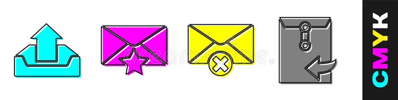 Set Upload Inbox, Envelope with Star, Delete Envelope and Envelope Icon ... Set Upload Inbox, Envelope with Star, Delete Envelope and Envelope Icon ...