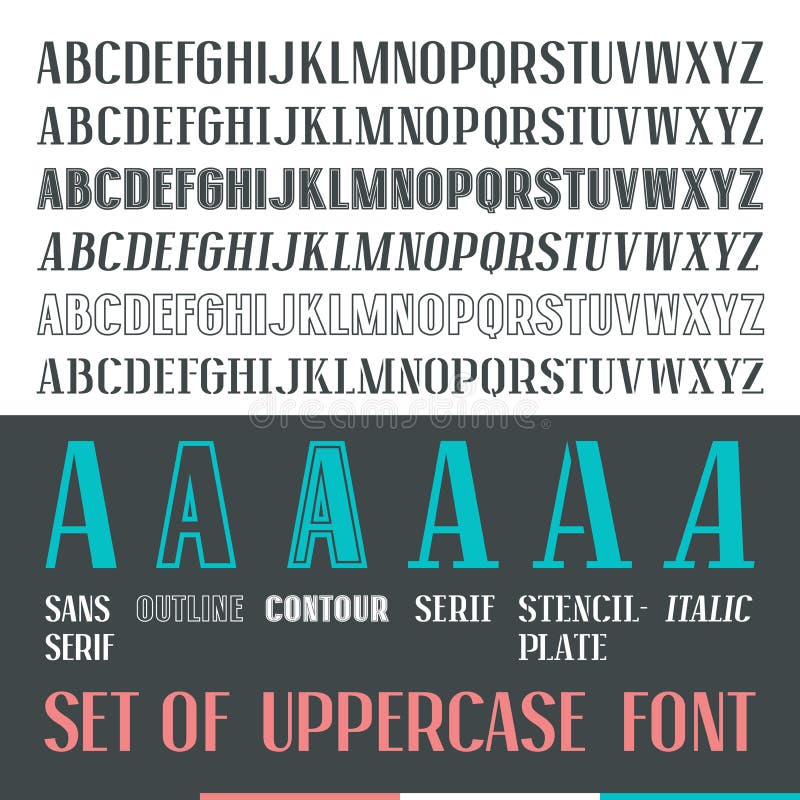 Uppercase Outline Decorative Font Stock Vector - Illustration of strong ...
