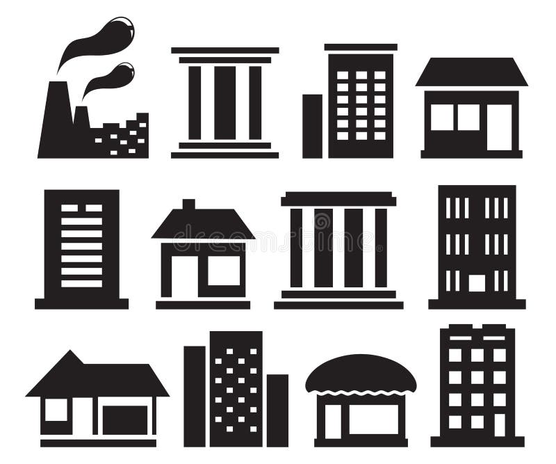 Set urban building icons stock vector. Illustration of factory - 50792715