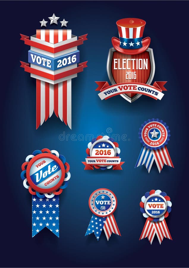 Set of USA Election Labels. Vector Illustration Decorative Design Stock ...