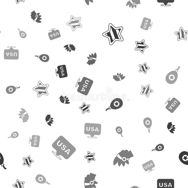 Set USA Independence Day, Native American Indian, Balloons and on ...