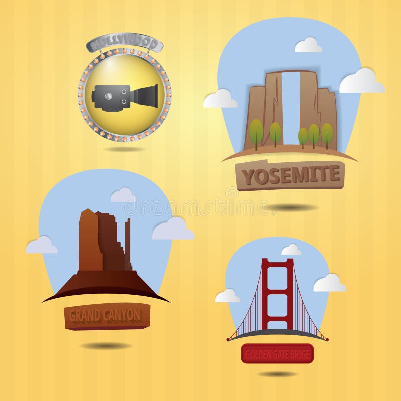 Set of Usa Landmarks. Vector Illustration Decorative Design Stock ...