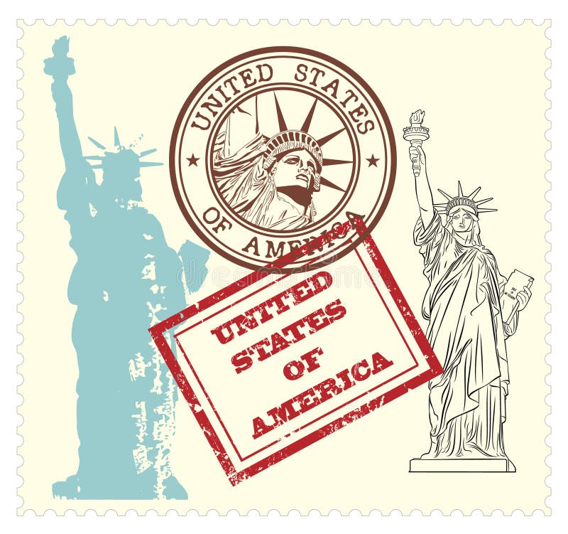 USA famous cities stamps stock vector. Illustration of postage - 19165967