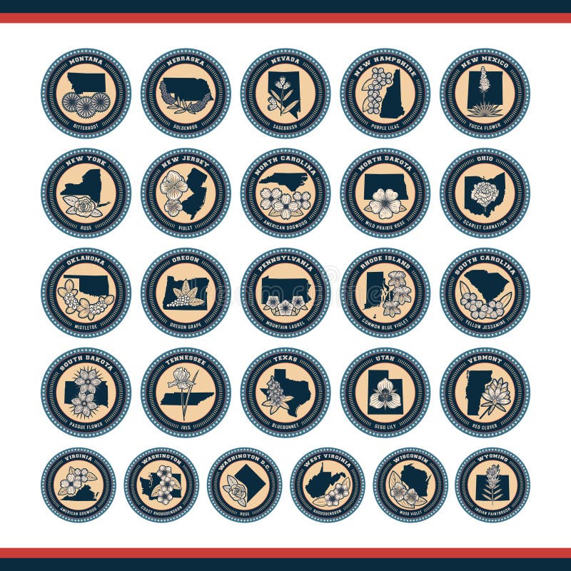 Set of USA States Labels. Vector Illustration Decorative Design Stock ...