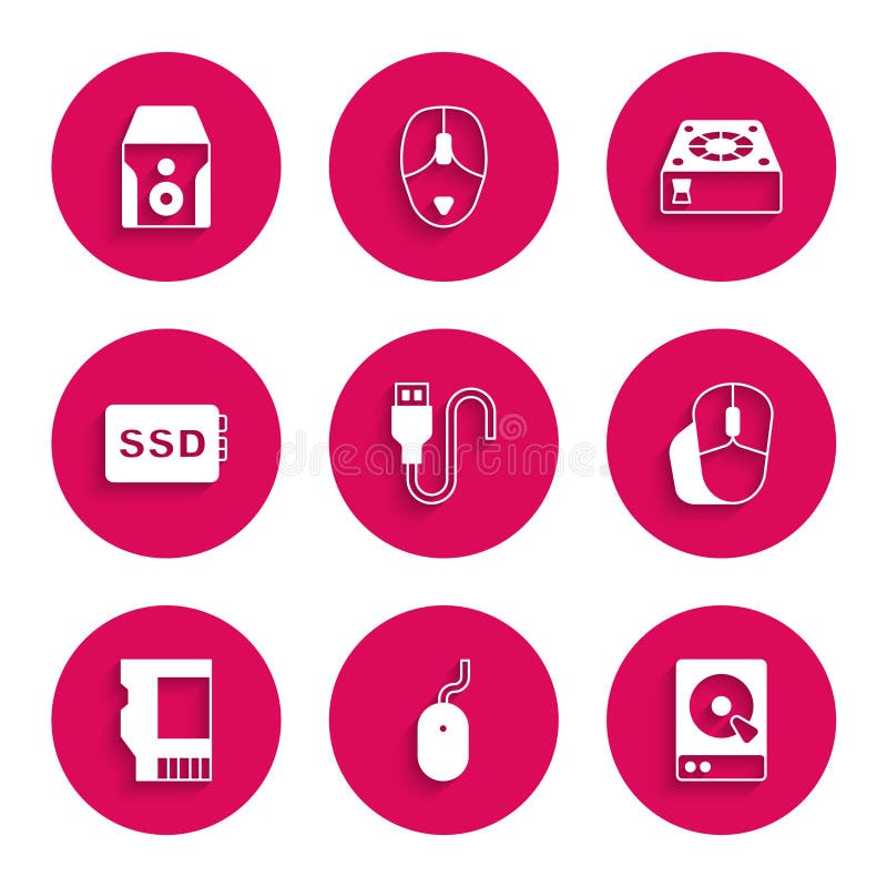 Set USB Cable Cord, Computer Mouse, Hard Disk Drive HDD, SD Card, SSD ...