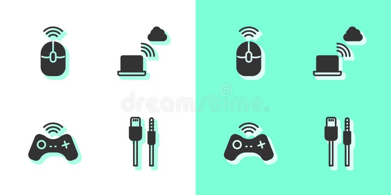 Set USB Cable Cord, Wireless Computer Mouse, Gamepad and Network Cloud ... Set USB Cable Cord, Wireless Computer Mouse, Gamepad and Network Cloud ...