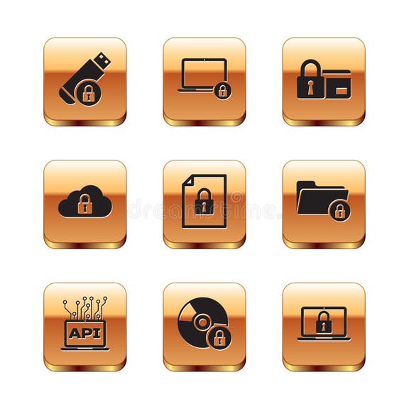 Set USB Flash Drive with Lock, Computer Api Interface, CD or DVD Disk, Document and, Cloud ...