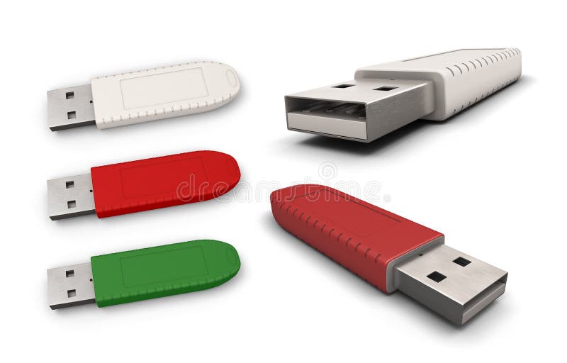 Set USB Flash Drives in Different Colors with Different Species. Stock ...