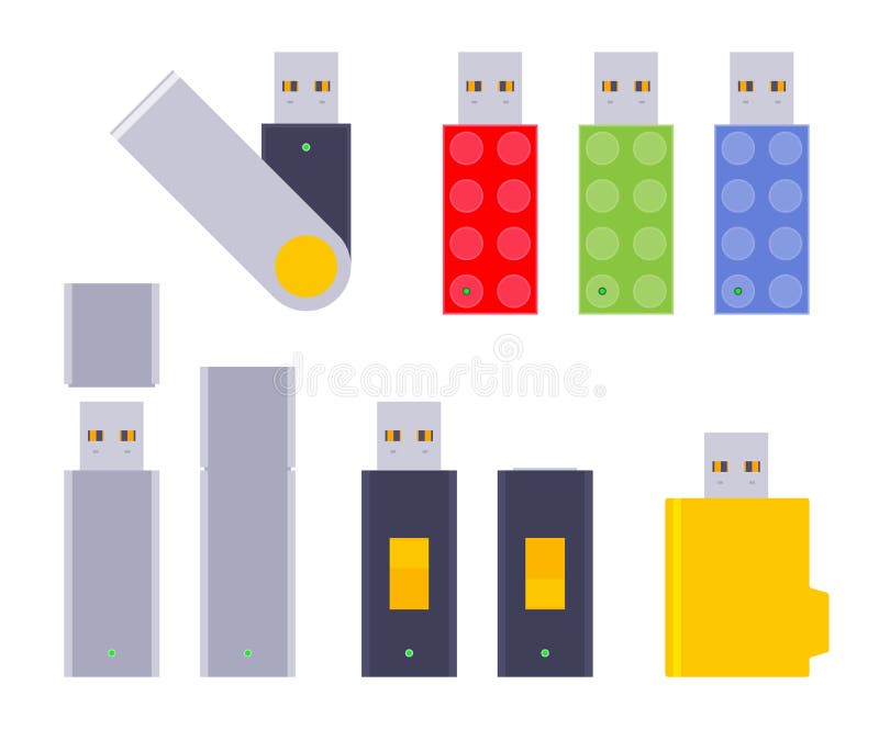 Set of the USB Flash-drives Stock Vector - Illustration of copy, chip ...