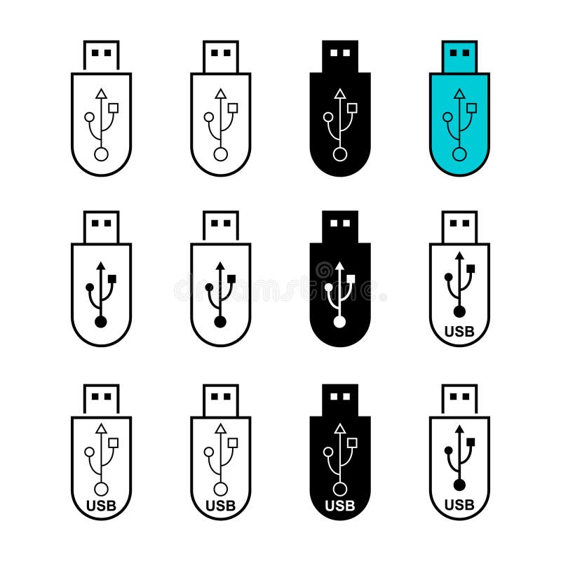 Set of USB Icon Technology, Connect Device Sign, Electronic Portable ...