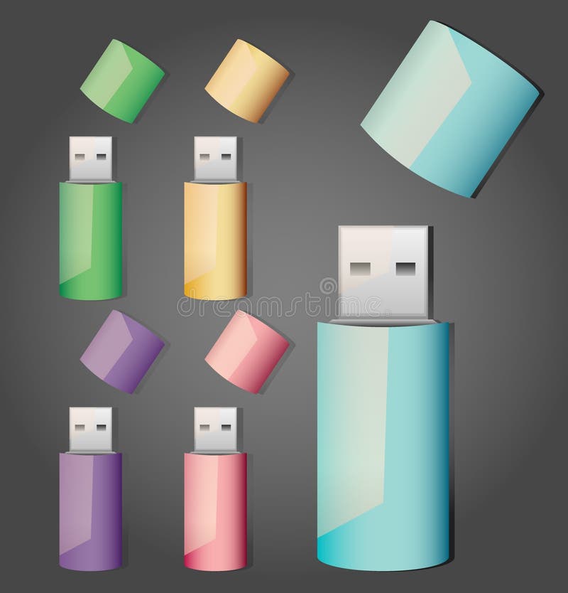 Set of usb sticks stock vector. Illustration of disk - 43690179
