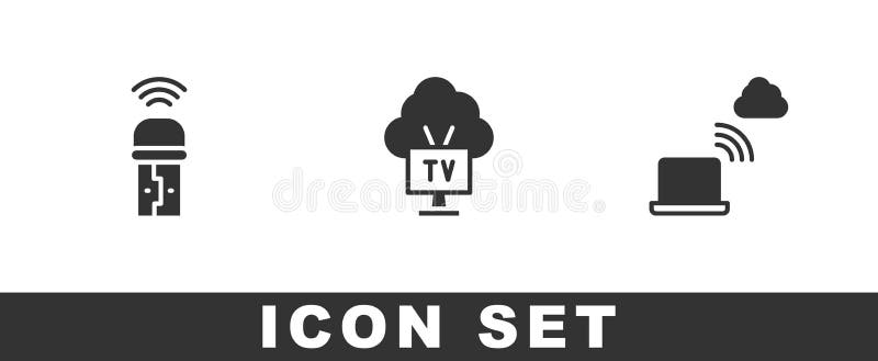 Set Usb Wireless Adapter, Smart Tv and Network Cloud Connection Icon ...