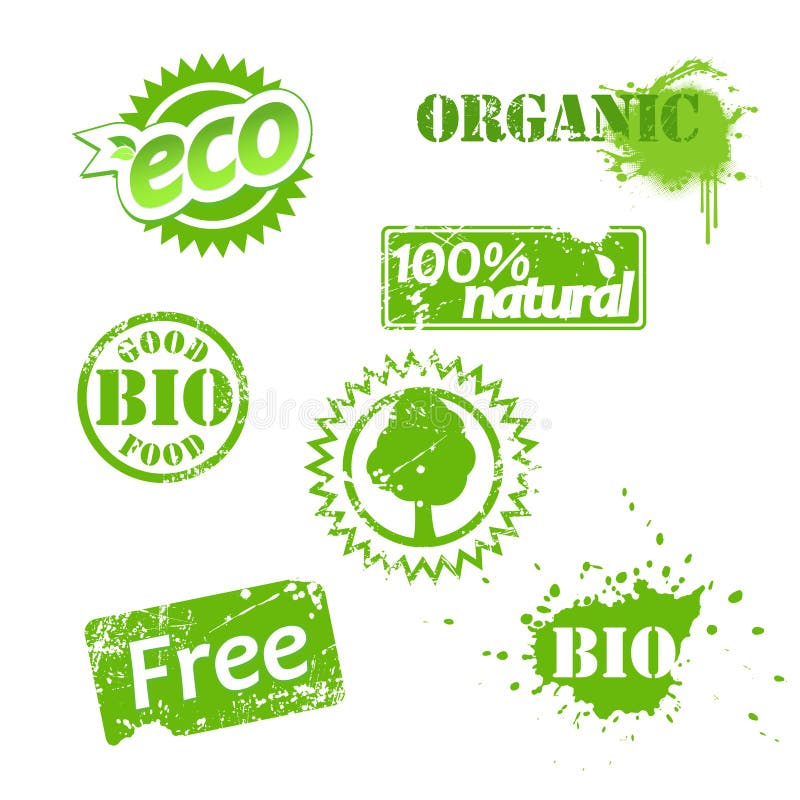 Set of Stamps for Organic Food Stock Vector - Illustration of label ...