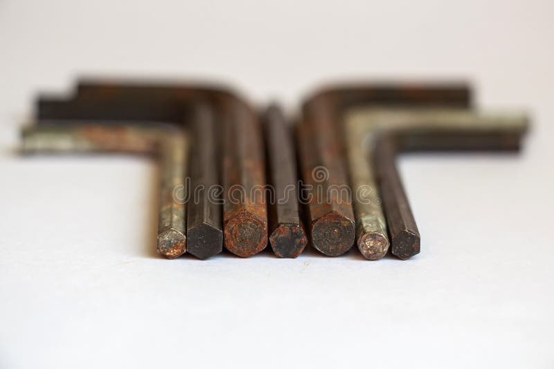 Set of used rusty hex keys stock photo. Image of hexagonal - 96757770