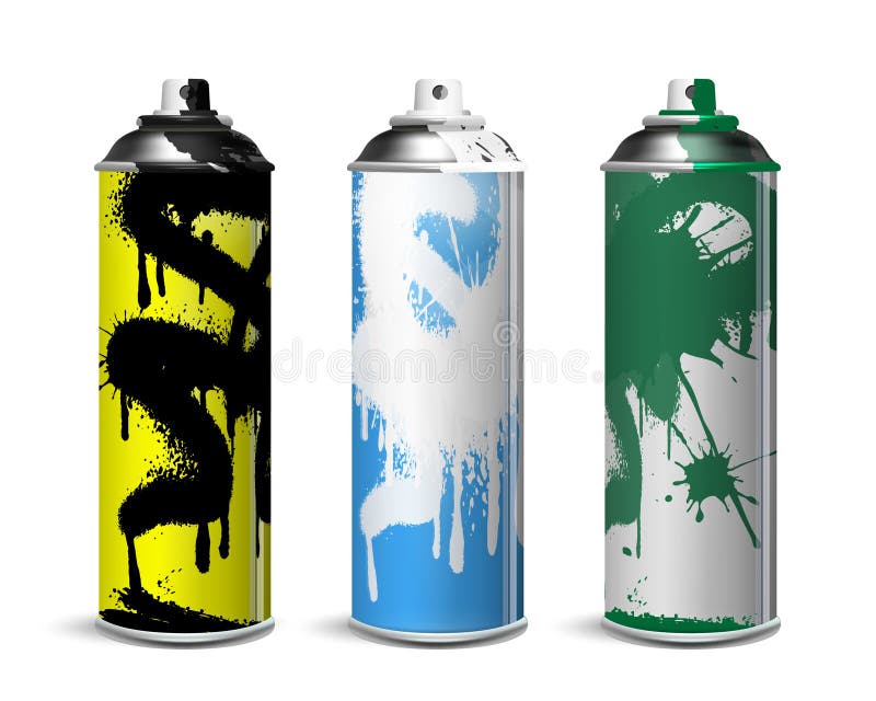 A Set of Used Spray Cans with Multi-colored Paint. Stock Vector ...