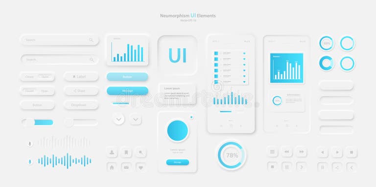 A Set of User Interface Elements for a Mobile Application in a Light Style. Stock Vector ...