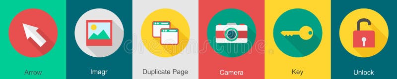 A Set of 6 User Interface Icons As Arrow, Image, Duplicate Page Stock ...