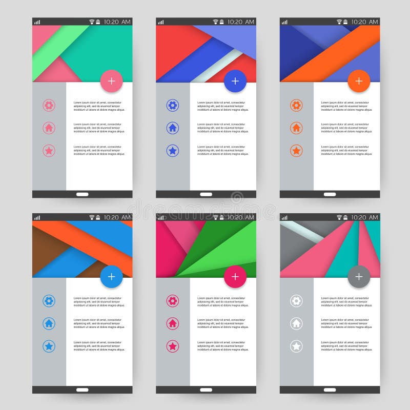 Set of User Interfaces Templates. Material Design Stock Illustration ...