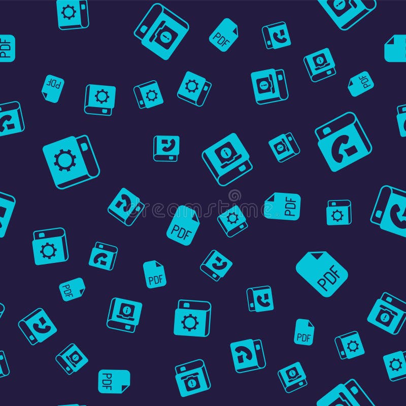 Set User Manual, Phone Book, and PDF File Document on Seamless Pattern ...