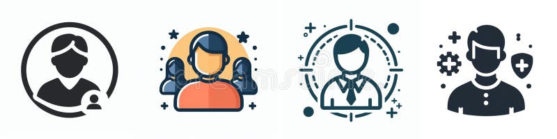 Set of User Profile Icons in Various Styles. Includes Avatar Icon with ...