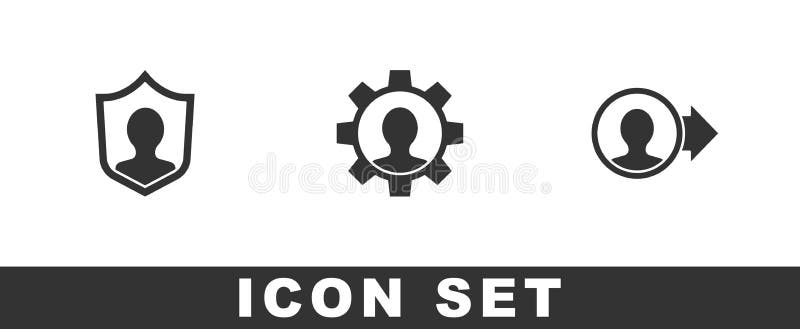 Set User Protection, Human with Gear and Create Account Screen Icon ...
