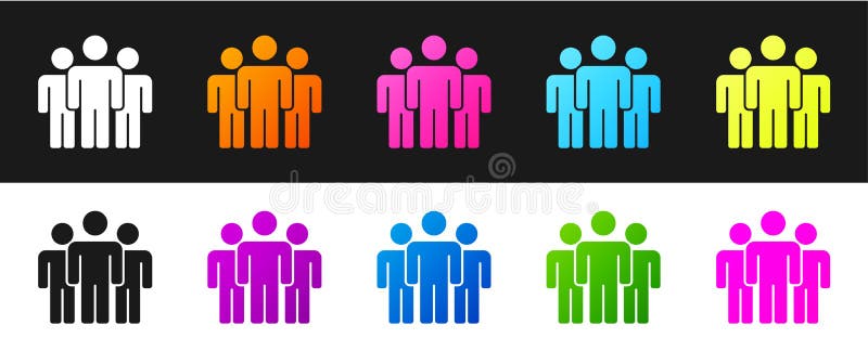 Set Users Group Icon Isolated on Black and White Background. Group of ...