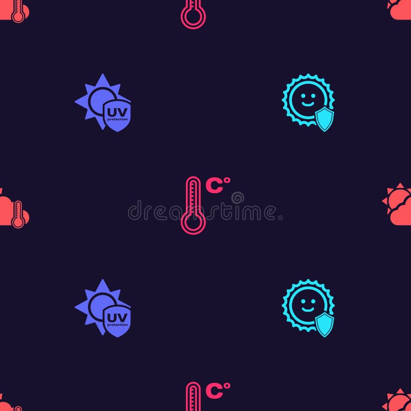 Set UV Protection, , Meteorology Thermometer and Thermometer and Cloud ...