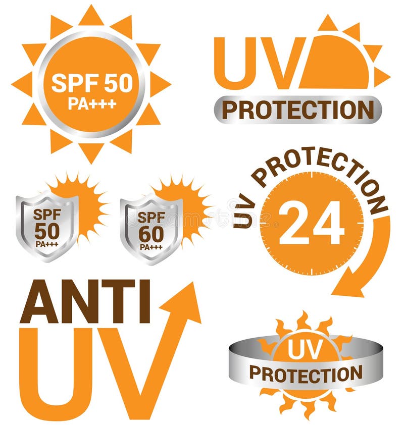 Set of UV Sun Protection and Anti Uv Stock Vector - Illustration of ...