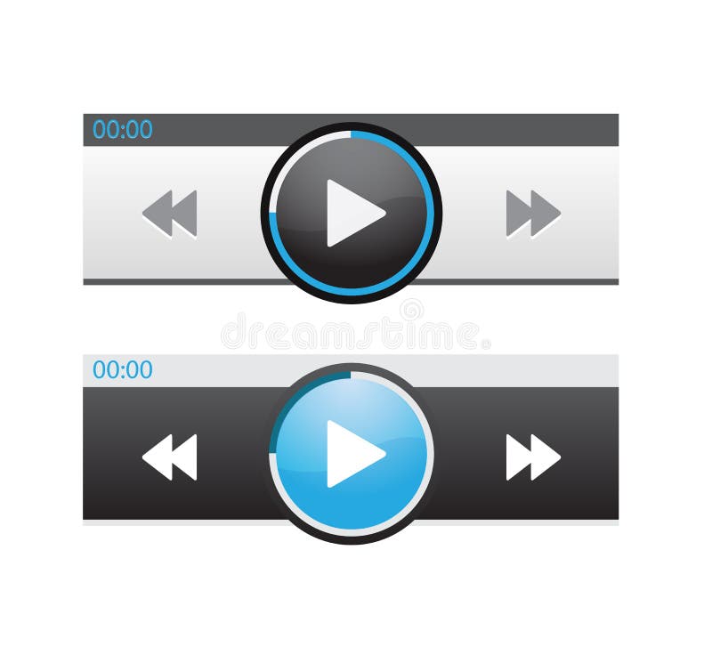 Set of UX Audio and Video Media Player Templates in Vector with Design ... Set of UX Audio and Video Media Player Templates in Vector with Design ...