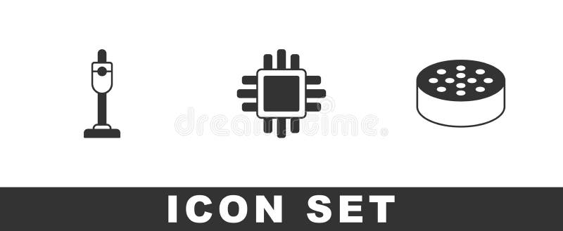 Set Vacuum Cleaner, Processor with CPU and Water Sensor Icon. Vector ...