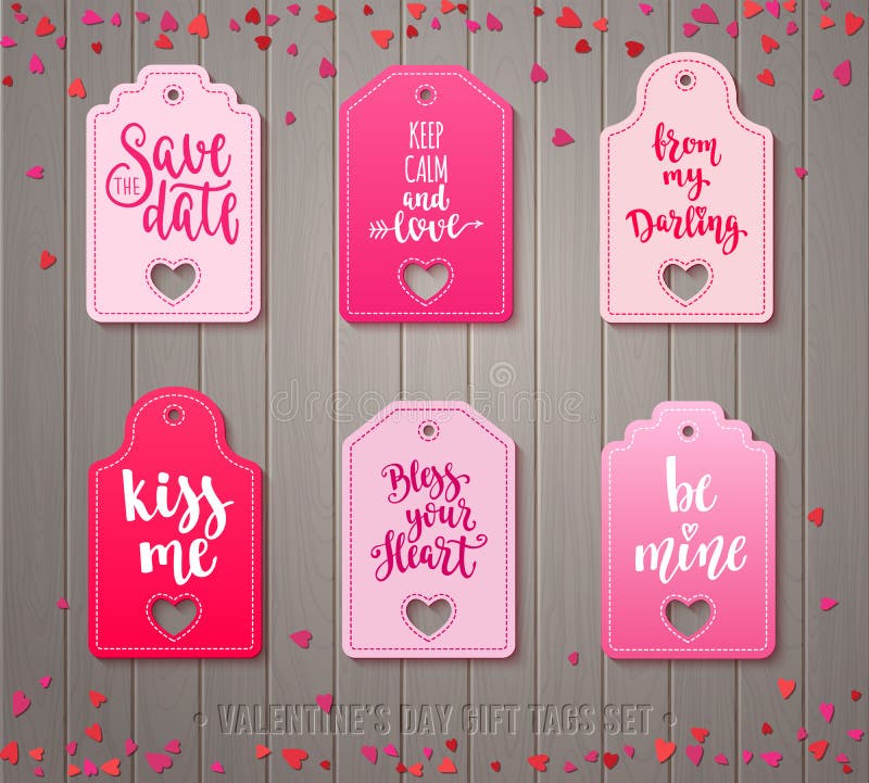 Set of Valentine`s Day Gift Tags Stock Vector - Illustration of love ...