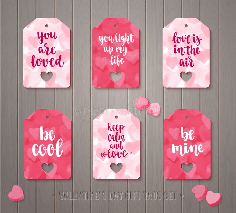 Set of Valentine`s Day Gift Tags Stock Vector - Illustration of ...