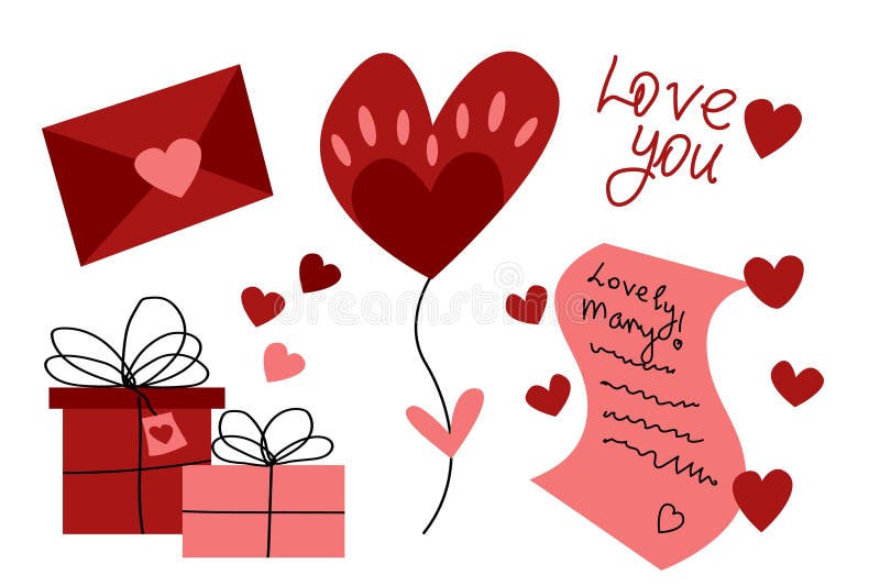 A Set of Valentine S Day Items. Vector Illustration with a Set of ...