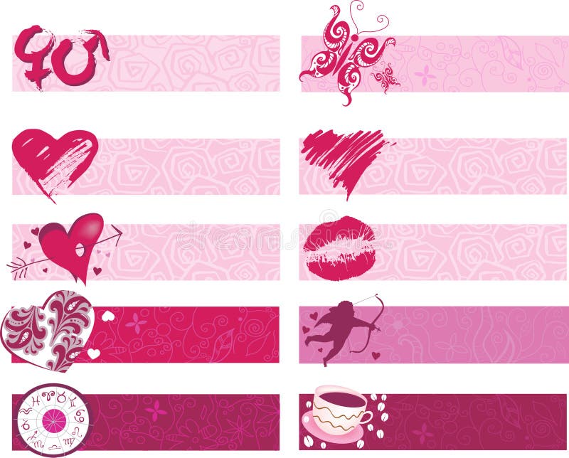 Set of valentines borders stock vector. Illustration of romance - 12608467