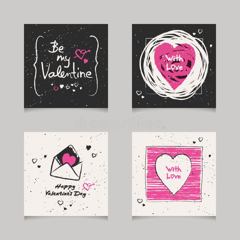 Set of valentines cards stock vector. Illustration of cute - 63555872