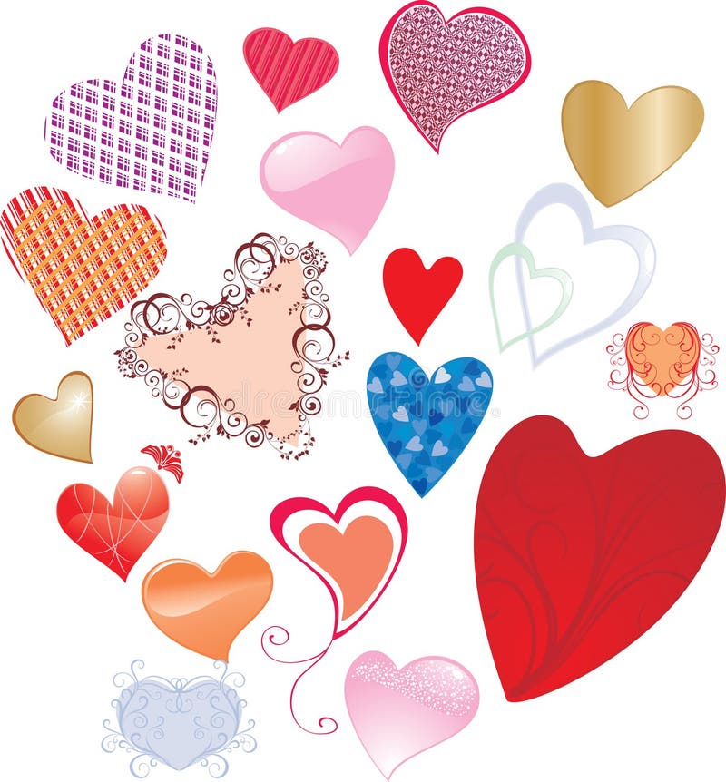 Set of Valentines Heart-shapes Stock Vector - Illustration of beauty ...