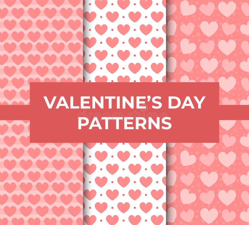 Set of Valentines Patterns for Package with Hearts in Pink Colors ...