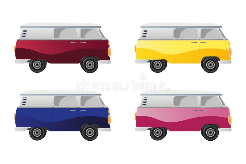 Set of Van in Different Colors Stock Vector - Illustration of caravan ...
