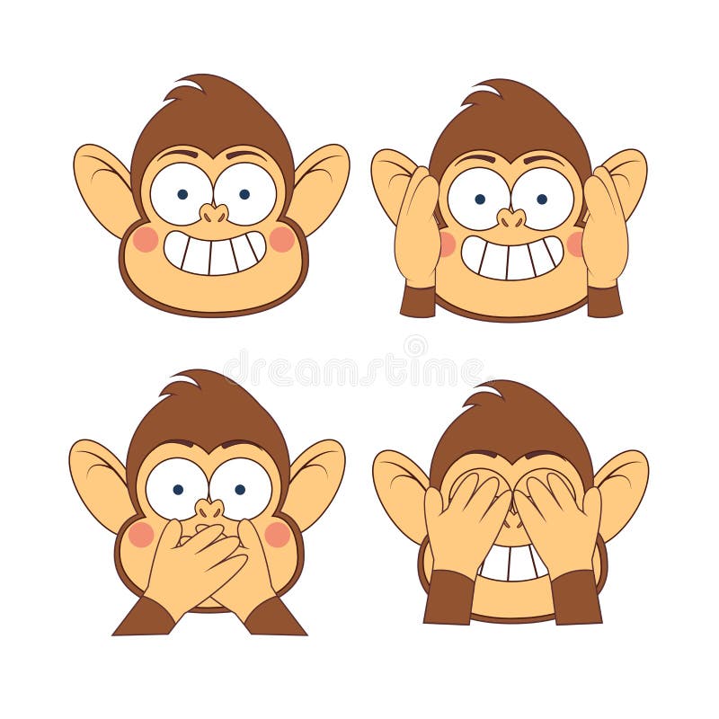 Set van een apen emojis vector illustratie. Illustration of pictogram ...