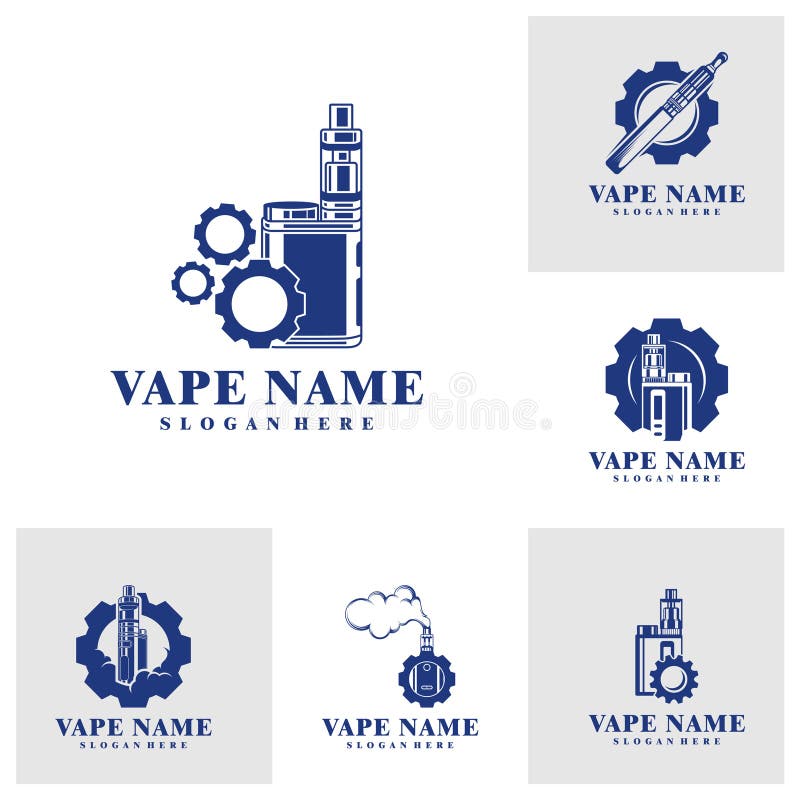 Set of Vape with Gear Logo Design Concept Vector. Vaping Illustration ...