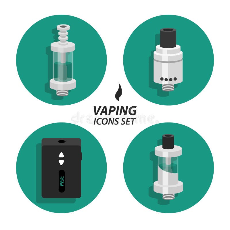 Set vaping flat icons stock vector. Illustration of vaporize - 80525998