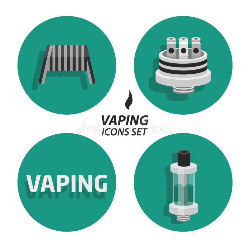 Set vaping flat icons stock vector. Illustration of vaporize - 80525998