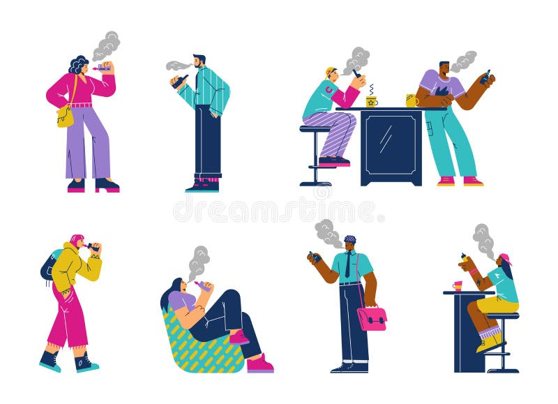 Set of Vaping People Flat Style, Vector Illustration Stock Vector ...